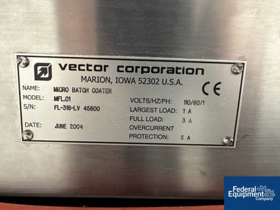 Vector Corp. Fluidized Air Bed Dryer/Coater, Model MFL01 in Cleveland ...
