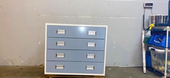 42x40x76” Rolling Lab Table w/ Reagent Shelves & Storage Drawers in ...
