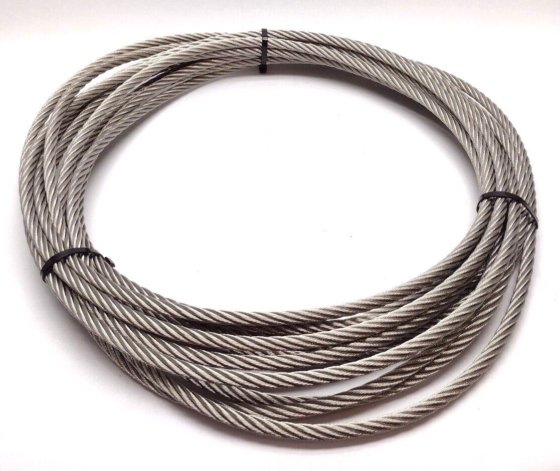 60 FT x 1/2 Inch Bright Steel Wire Rope 6/19 Strand Cable with Railing ...