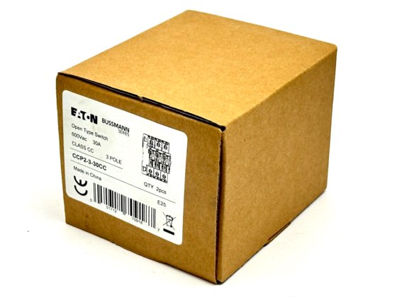 Eaton CCP2-3-30CC Open Type Switch Class CC 30A 600VAC 3-Pole BOX OF 2 ...