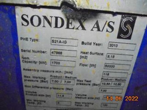 SONDEX S21A-IG HEAT EXCHANGERS in India