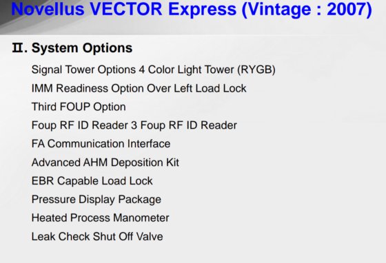 Novellus C3 Vector Express AHM PECVD in Asia