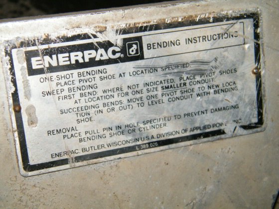 enerpac pipe bender conduit one shot 1 1/4" - 4" ridgid greenlee ...