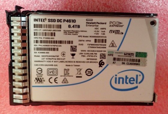 HPE 6.4TB 2.5" SFF NVMe PCIe U.3 Mixed Use SSD P20792-001 P20199-B21 ...