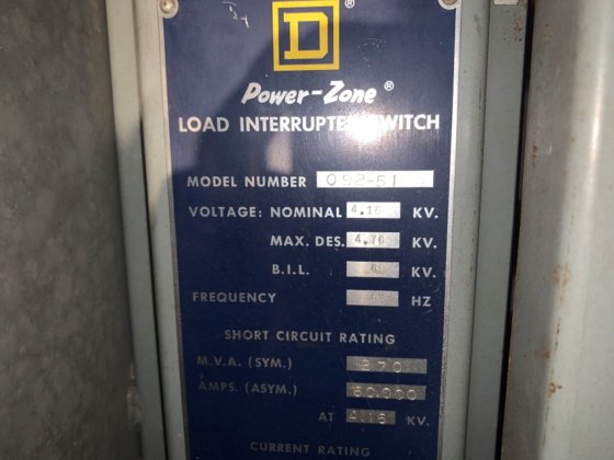 Square D Power Zone 092-51 Load Interrupter Switch 5KV, 600A in ...