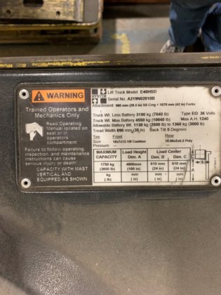 2004 2004 Hyster E40HSD Stand-Up Docker 3 Wheel Forklift, 36V in ...