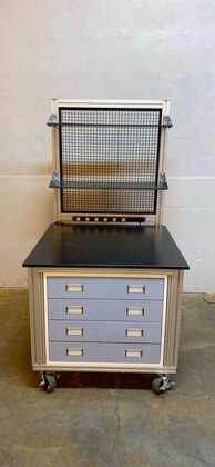 42x40x76” Rolling Lab Table w/ Reagent Shelves & Storage Drawers in ...
