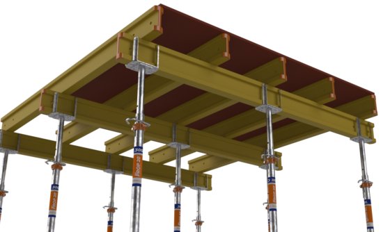 Slab Formwork with beams, props and 3-ply Bautreg in Poland