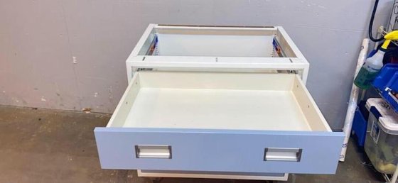 42x40x76” Rolling Lab Table w/ Reagent Shelves & Storage Drawers in ...