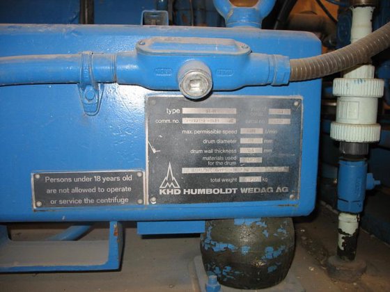 Centrifuge, Decanter, KHD Humboldt Wedag, Type S3-1-01 #S734954 in ...