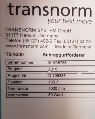 Transnorm infeed diverter diverter inclined inlet inclined outlet 30 ...