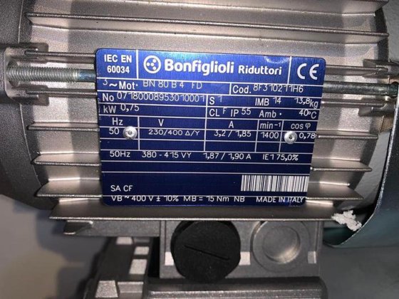 Bonfiglioli Bn 80 B4 Fd 0 75kw 1400rpm In Warsaw Poland