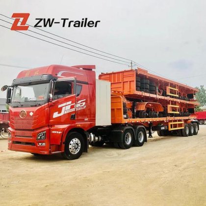 Nieuw Uitschuifbare Flatbed Container Superlink Trailer Tri Axle 40ft ...