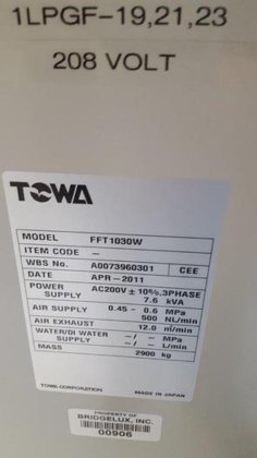 TOWA FFT1030W Compression Molding System in Trim, Ireland