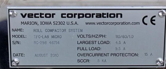 Vector Freund TFC-Lab Micro Roller Compactor in Los Angeles, CA, USA