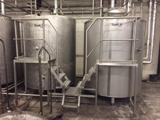 4000 liter stainless process tanks in Harndrup, Denmark