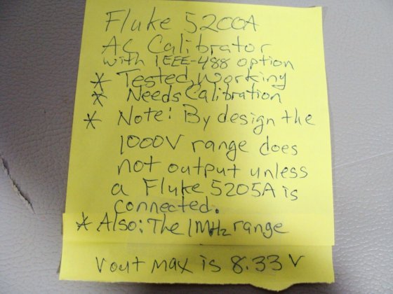 Fluke 5200A Programmable AC Voltage Calibrator - Tested, Needs ...