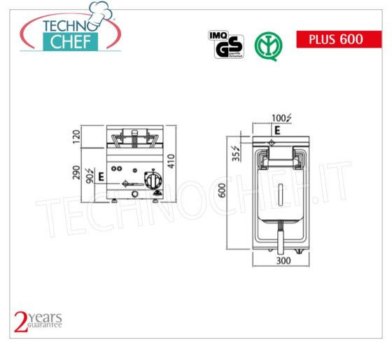 Technochef - ELECTRIC COUNTERTOP FRYER, 1 TANK of lt.10, Mod.E6F10-3B ...