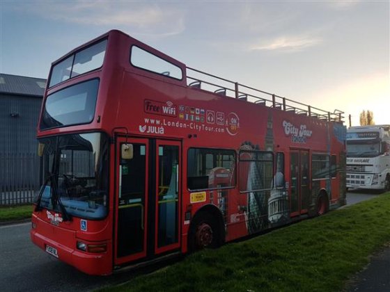 Volvo Open Top Sightseeing Bus in Liverpool, United Kingdom