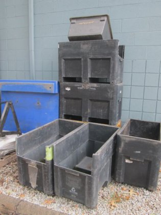 Plastic Stacking Storage Totes 20"D x 33"L x 17"W With Modification in ...
