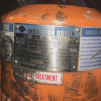 SUMITOMO FB-1B 3-PHASE INDUCTION MOTOR with MAGNET BRAKE 0.5 TORQUE in ...
