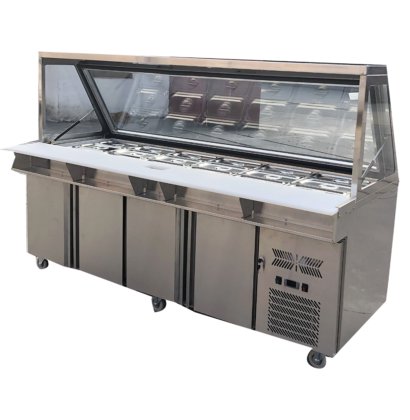 Commercial Top Refrigerated Marble Chiller Counter with Pizza Cabinet ...