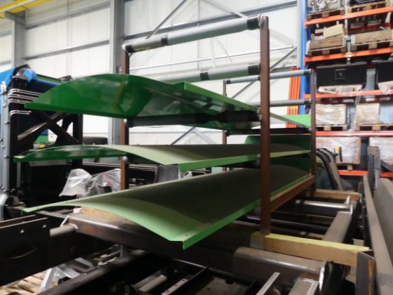 3 Windows frames of farm machine Debutrac in Aalter, Belgium