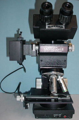 Bausch & Lomb MicroZoom II long working distance microscope mounted on ...