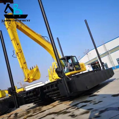 Floating excavator digger with floating pontoon for soft terrain swamps ...