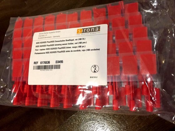 Sirona XIOS PLUS 100 Intraoral Sensor Holder Tabs RED Bite BULK (100 ...