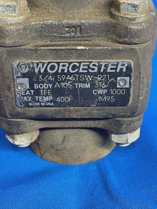 WORCESTER SOCKET WELD BALL VALVE P/N: 5946TSW R21 3/4" PIPE SIZE in ...