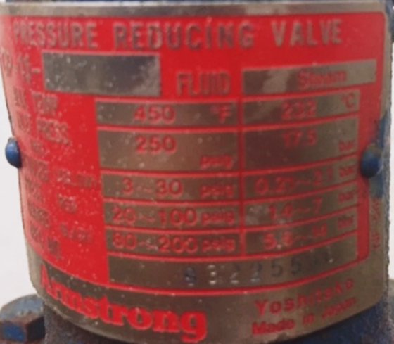 ARMSTRONG PRESSURE REDUCING VALVE GP-11, FLUID STEAM, INLET PRESS 250 ...