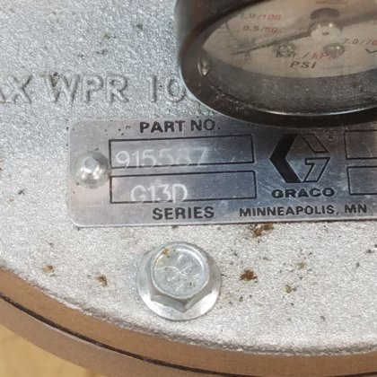 Graco 915587, 961635, Air Operated Mastic Fluid Pressure Regulator, 3/4 ...