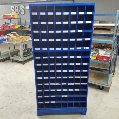 Fastenal Metal Bolt Bin, 112 Bins, 12" Depth, 34" Width, 71" Height (w ...