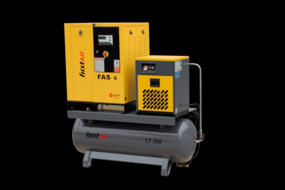 FirstAir FAS041U 5 HP 230 Volt Single Phase Tank Mount Rotary Screw Air ...