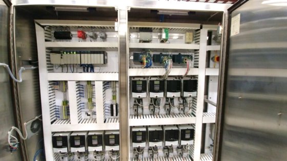 Stainless Steel 3 Door Conveyor Control Panels with PLC and VFD Drives ...