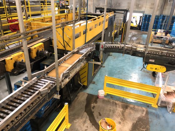 Sentry Overhead Case Conveyor with Drives and Curves in Hickory, NC, USA