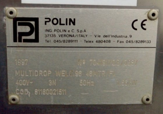 Polin Model 46MTR/FL Multidrop Pastry Depositor in Chouf, Lebanon