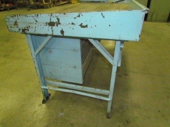 Vintage Steel Reloading Bench Industrial Workbench w/72x36" Butcher ...