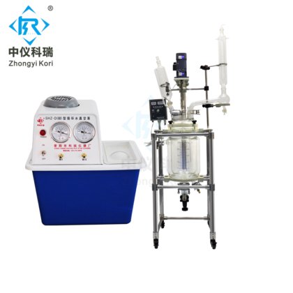 Lab Equipment Chemical Reaction Jacketed Glass Reactor with PTFE ...
