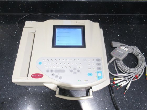 GE MAC 1200 ST PORTABLE 12 LEAD RESTING ELECTRO CARDIOGRAPH ECG/EKG ...
